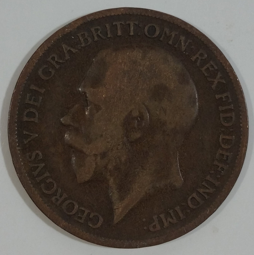 1917 Great Britain King George V One Penny Copper Coin Currency ...