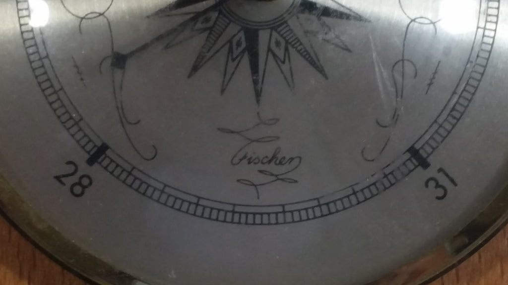 Vintage Fischer 7" Captain's Ships Wheel Wood Cased Barometer with Bra ...