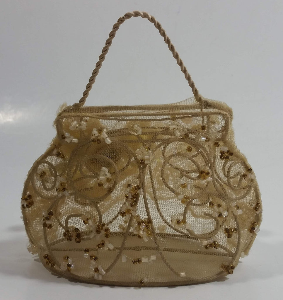 Decorative Lace and Beads Flower Design Metal Wire Framed Purse Bag Or ...