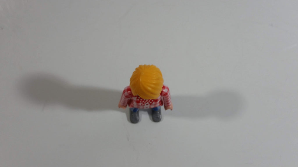 1992 Geobra Playmobil Blonde Woman "Campesina" Jeans and Red/White Pla ...