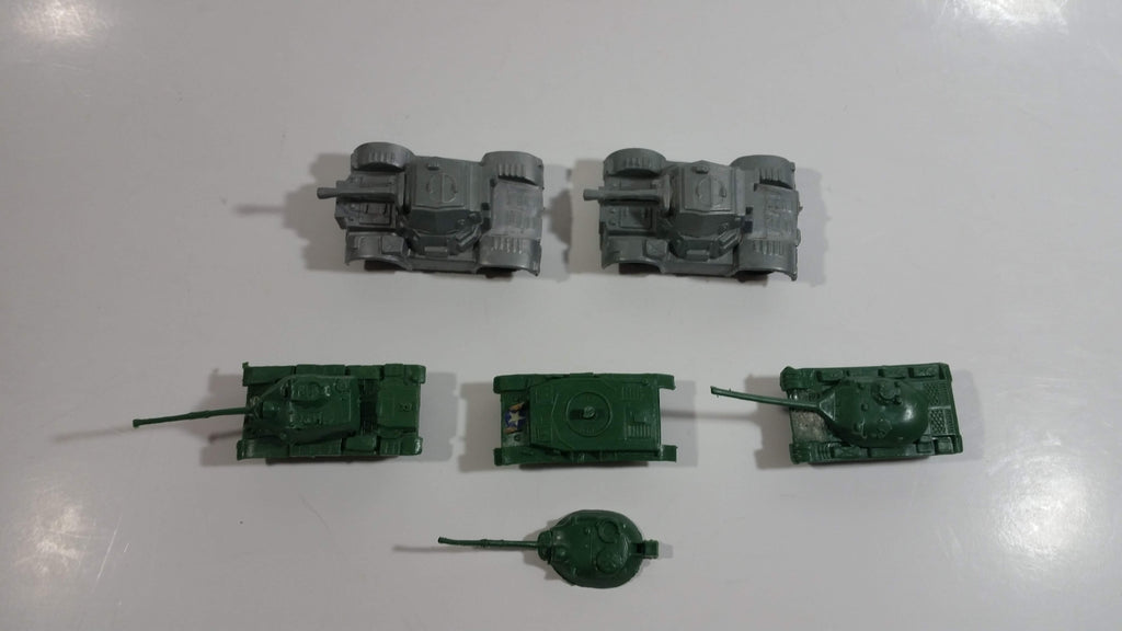 Vintage Blue-Box Toys Green Plastic Army Tanks with 2 Grey Plastic Tan ...