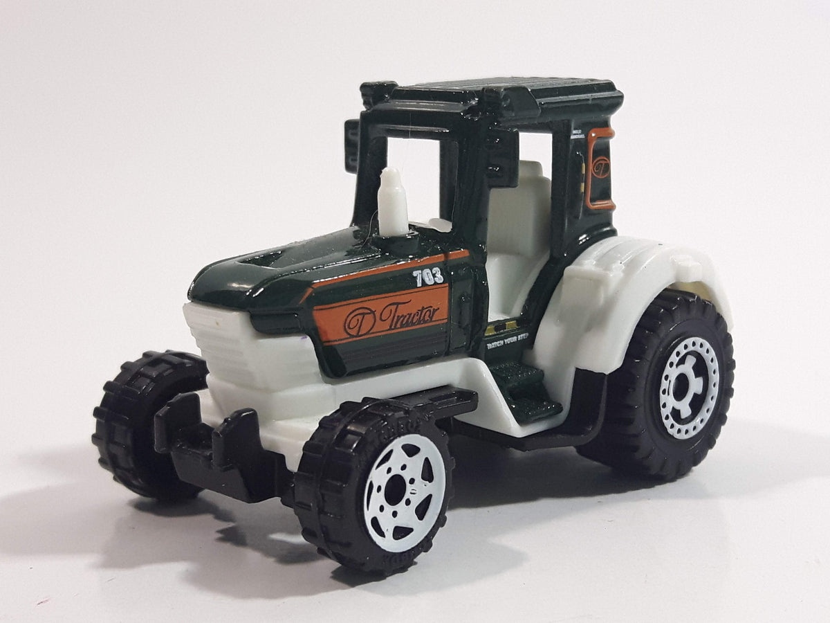 2010 Matchbox Farm Rigs Tractor Forest Green and White Die Cast Toy Ca ...