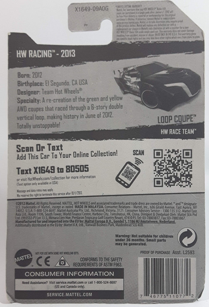 2013 Hot Wheels HW Racing Loop Coupe Clear Blue and White Die Cast Toy ...