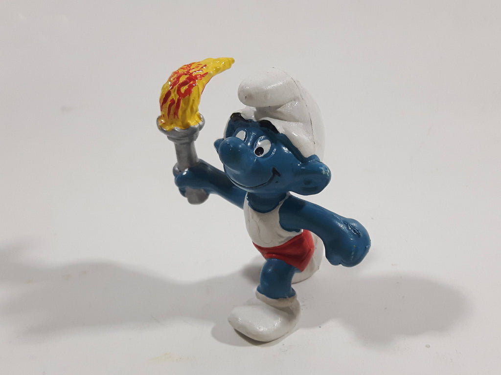 Vintage 1979 Peyo Smurf Character Olympic Athlete Running with Torch P ...