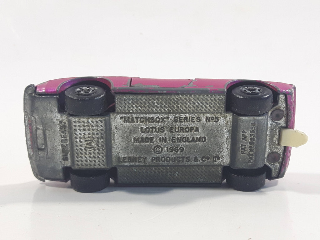 Vintage 1969 Lesney Matchbox Superfast No. 5 Lotus Europa Magenta Pink ...