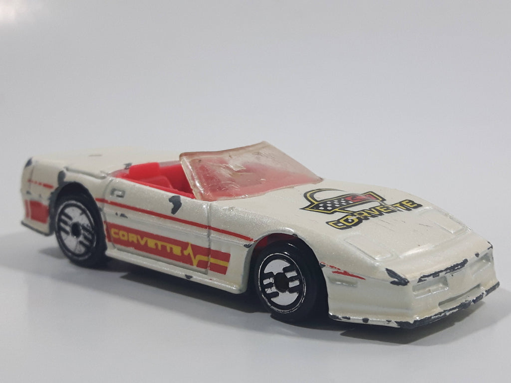 1993 Hot Wheels Custom Corvette Convertible White Die Cast Toy Car Veh ...