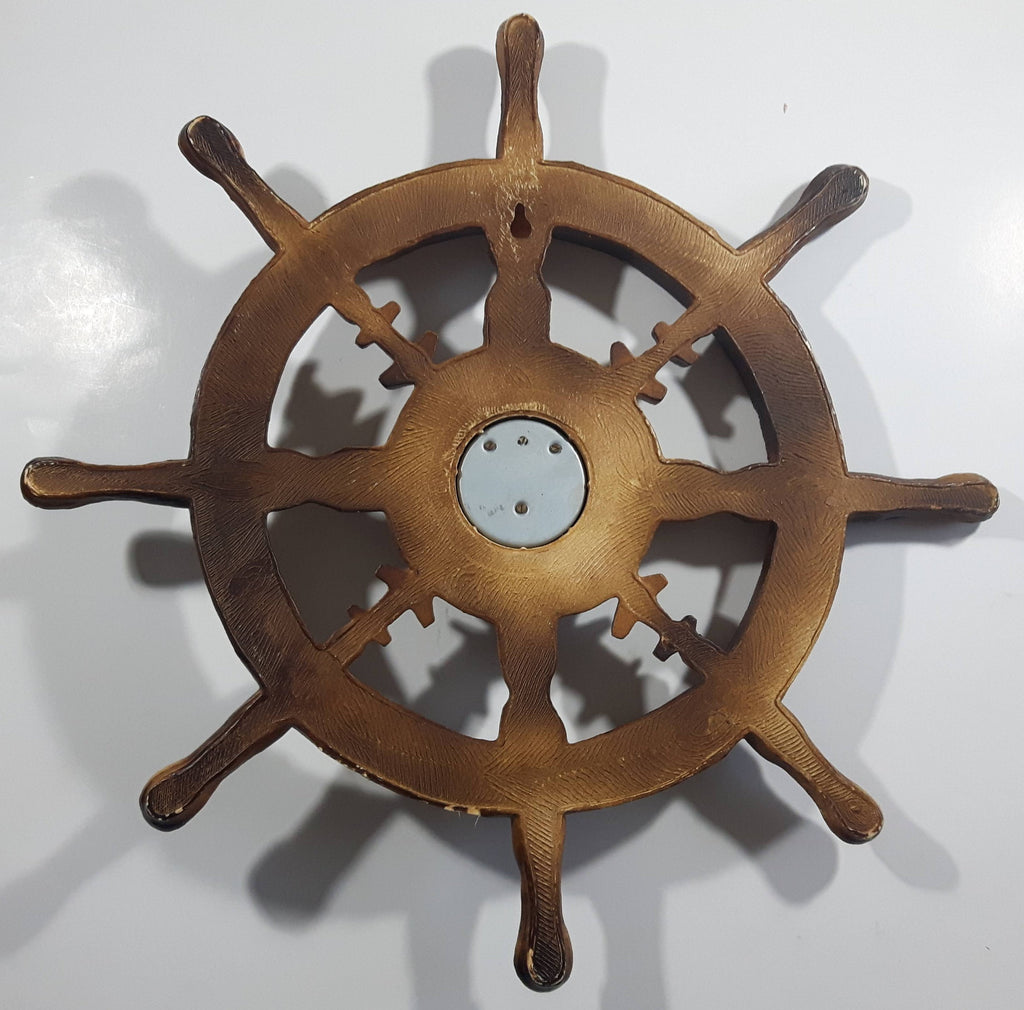 Vintage Dutch Wood Texture Hard Plastic 16" Captain's Ship Wheel Barom ...