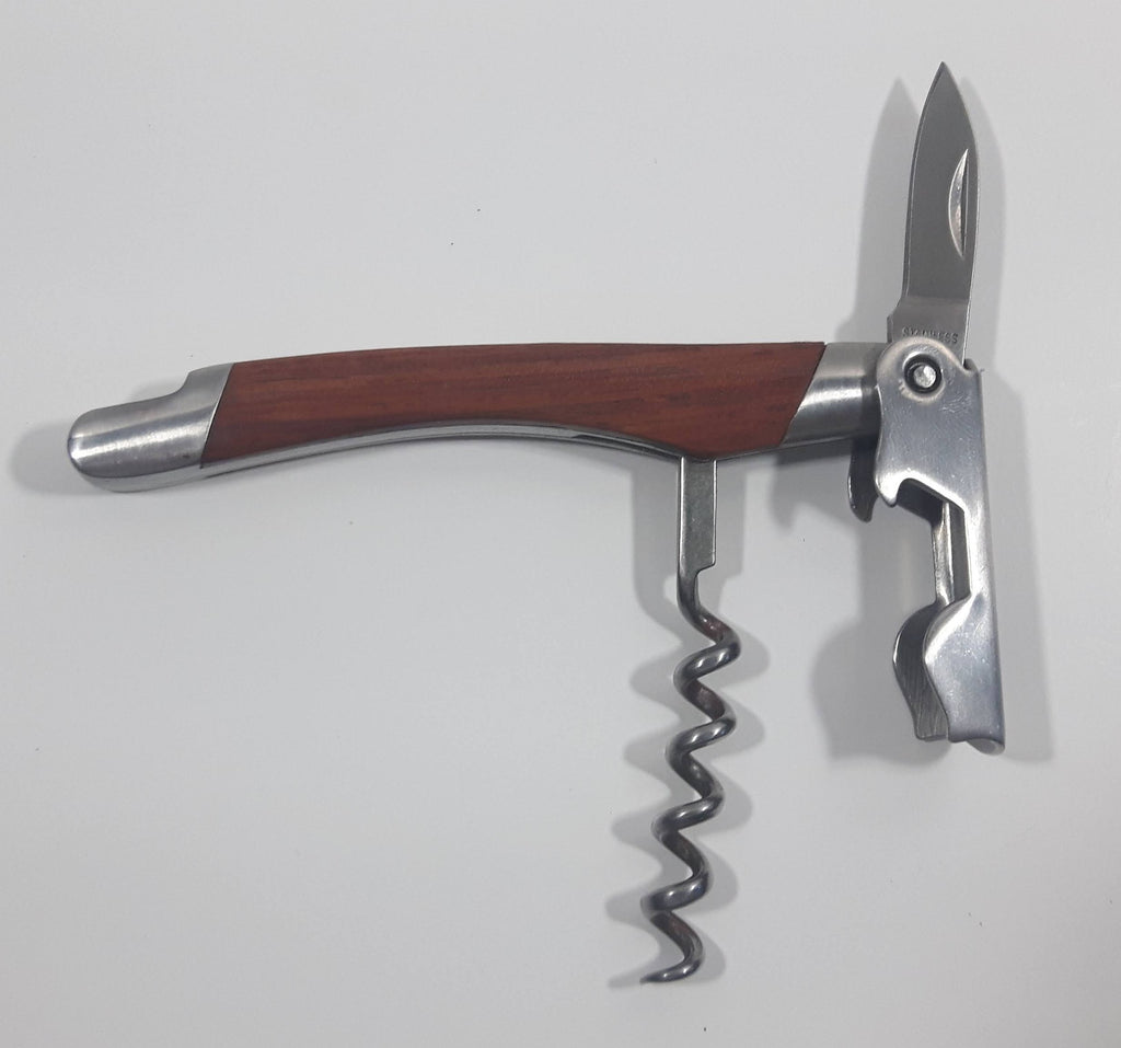 Wood Handle Wine Multi Tool Corkscrew Bottle Opener Knife in Wooden Ca ...
