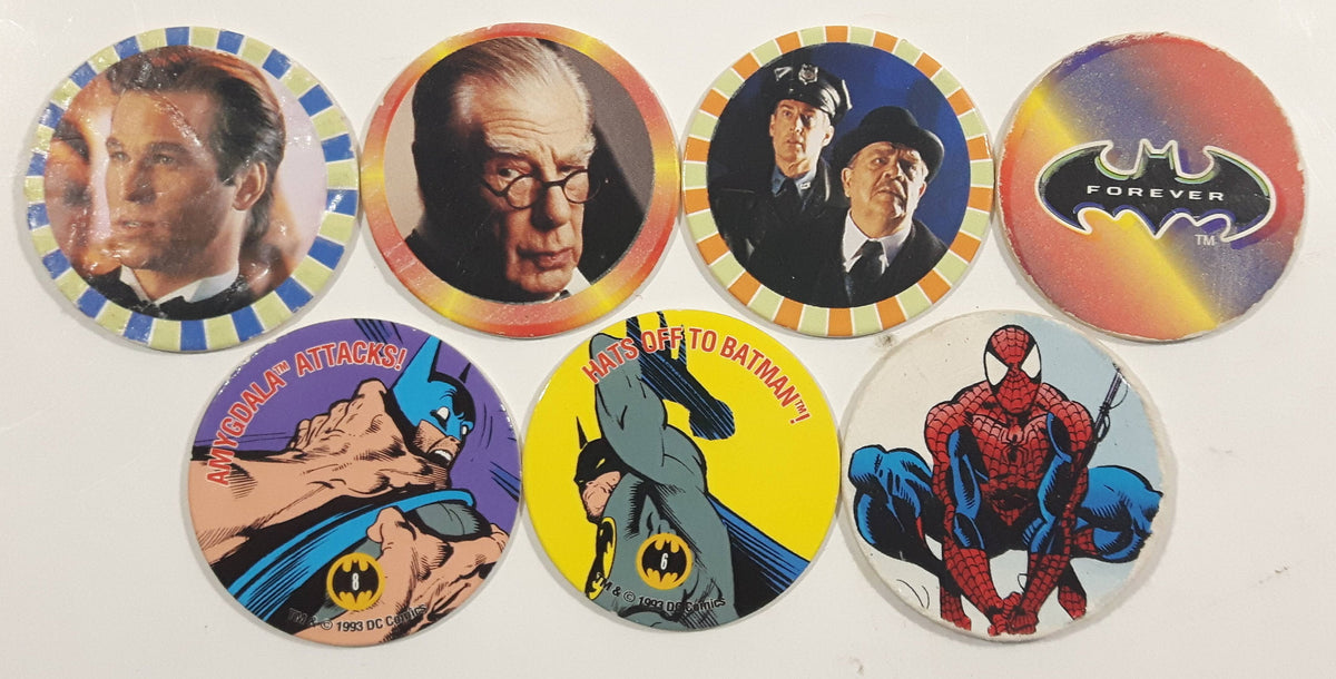 1990s Mixed Batman Forever, SkyCaps, Spider-Man Pogs / Caps Lot of 7 ...