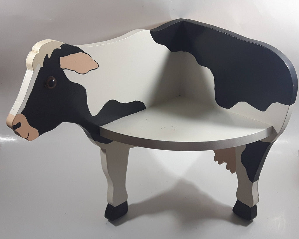 Black and White Dairy Cow Shaped Painted Wood Corner Wall Shelf ...