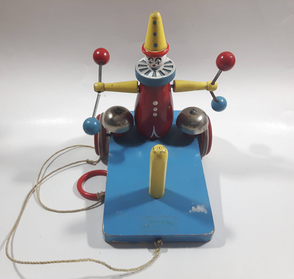 Brio Blue Red Yellow Clown Ringing Bells Vehicle Pull String Toy Missi ...