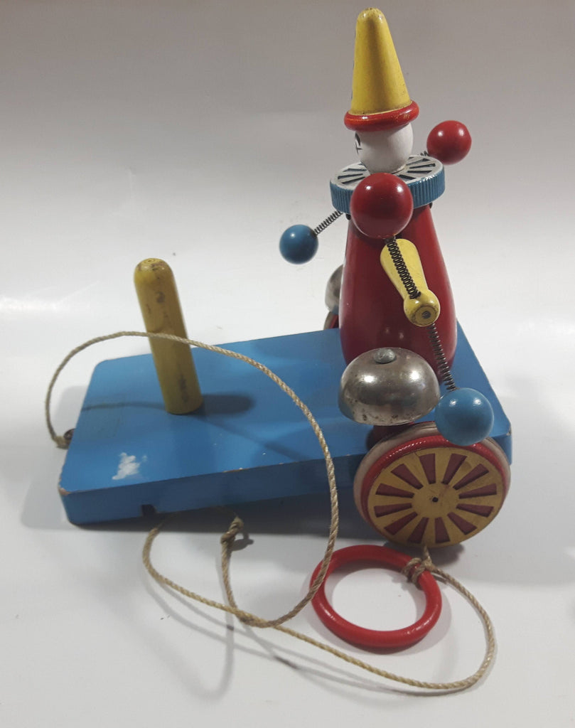 Brio Blue Red Yellow Clown Ringing Bells Vehicle Pull String Toy Missi ...