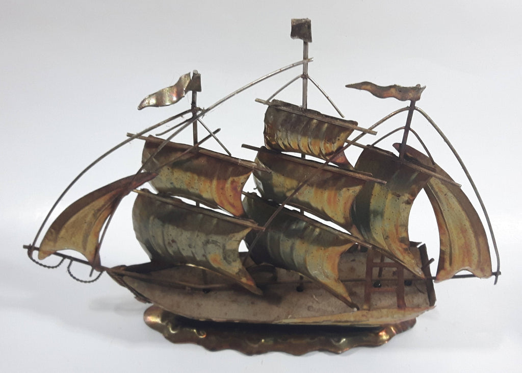 Vintage Metal Art Ship Sailboat Model Sculpture Made in Hong Kong ...