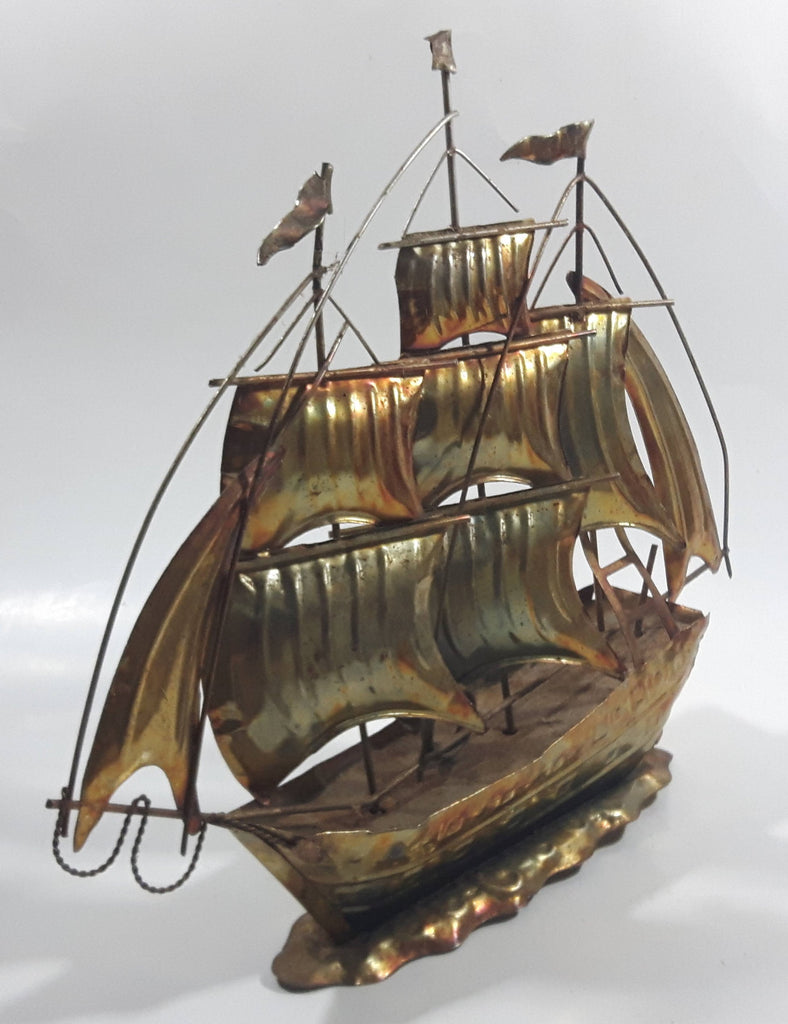 Vintage Metal Art Ship Sailboat Model Sculpture Made in Hong Kong ...