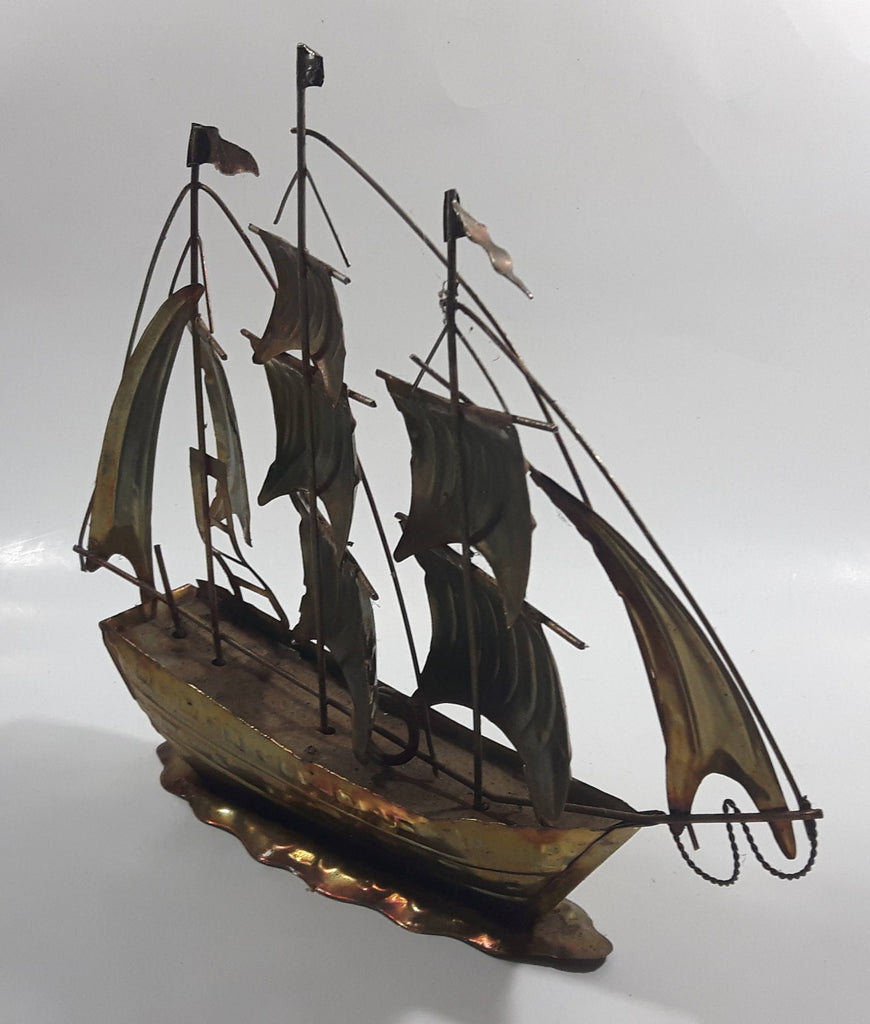 Vintage Metal Art Ship Sailboat Model Sculpture Made in Hong Kong ...