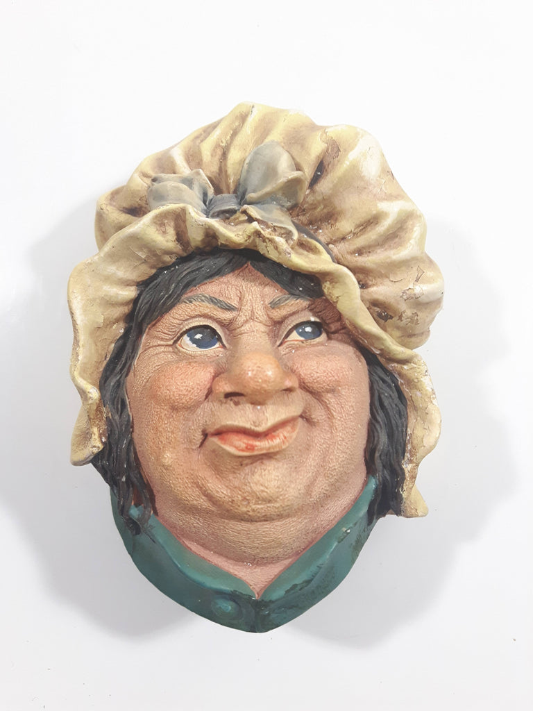 Vintage 1964 Bossons England Sarah Gamp Chalkware 3D Face Head Wall De ...
