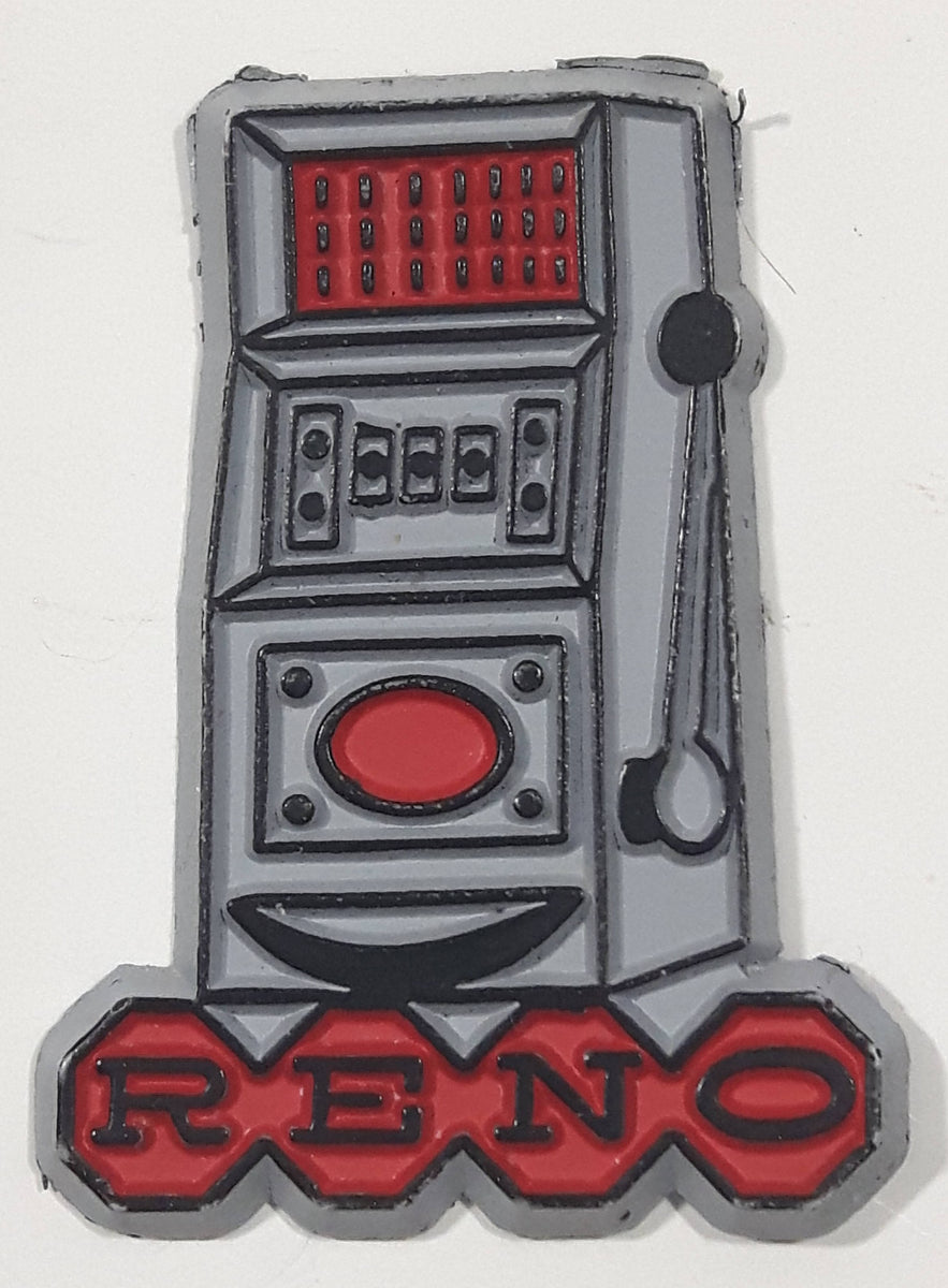 Reno, Nevada Grey Slot Machine Shaped 1 1/2" x 2"" Rubber Fridge Magne ...