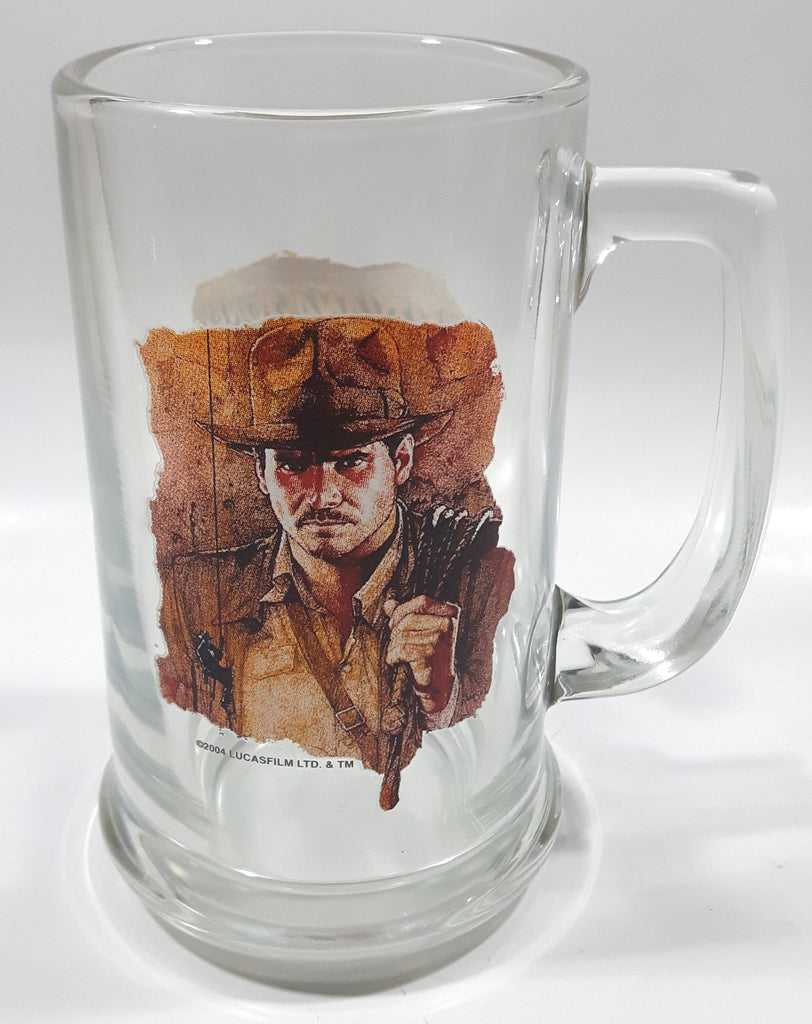 2004 Lucasfilm Indiana Jones 5 1/2" Clear Glass Beer Mug Cup – Treasure ...