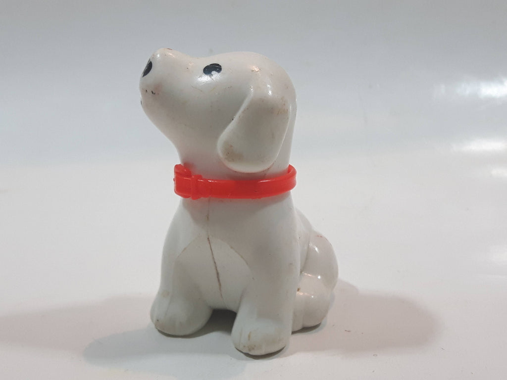 Vintage Little Tikes White Dog with Red Collar 2 1/4" Tall Plastic Toy ...