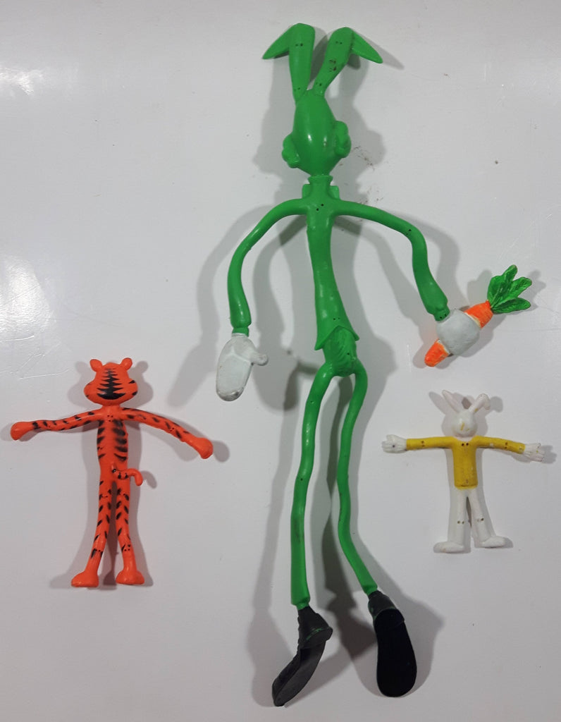 Set of 3 Bendable 4" to 12" Tall Toy Rabbit Figures and Tiger Figure ...