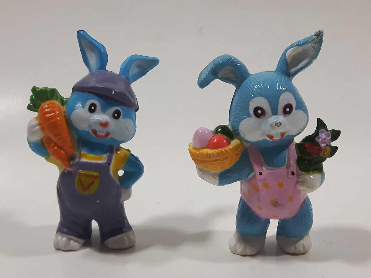 Easter Bunny Rabbits 2 3/4" Tall Hard Rubber PVC Toy Figures – Treasure ...