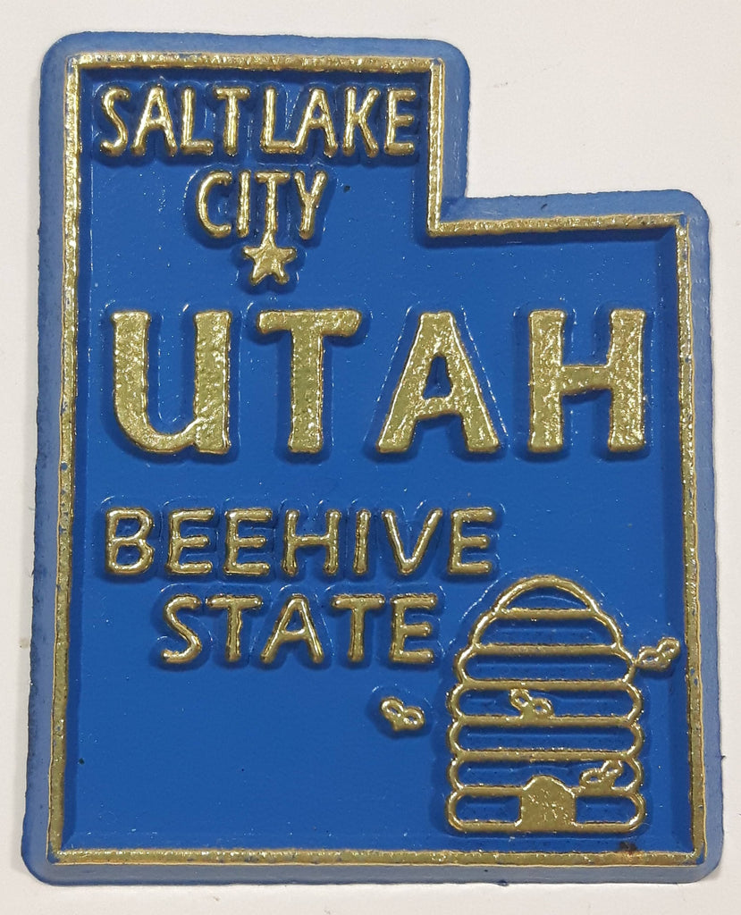Utah "Beehive State" Salt Lake City 1 1/2" x 1 3/4" State Shaped Rubbe ...