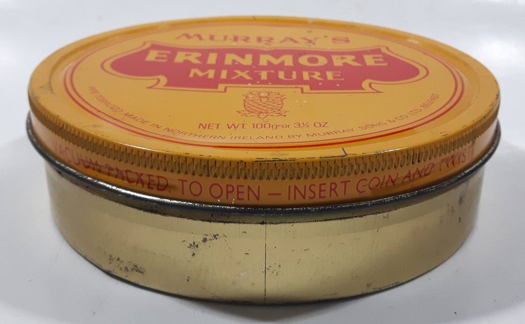 Vintage Murray's Erinmore Mixture Pipe Tobacco Yellow 3 1/2 oz Tin Met ...