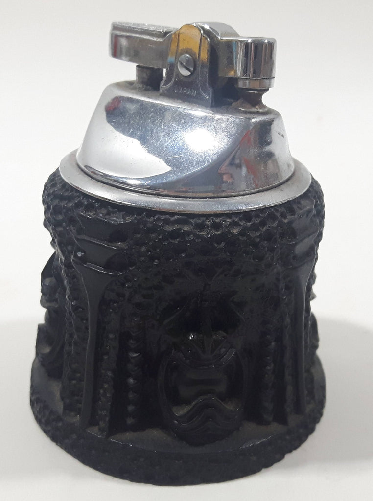 Vintage Art Deco Black Tiki Themed Semi Automatic Table Lighter Japan ...