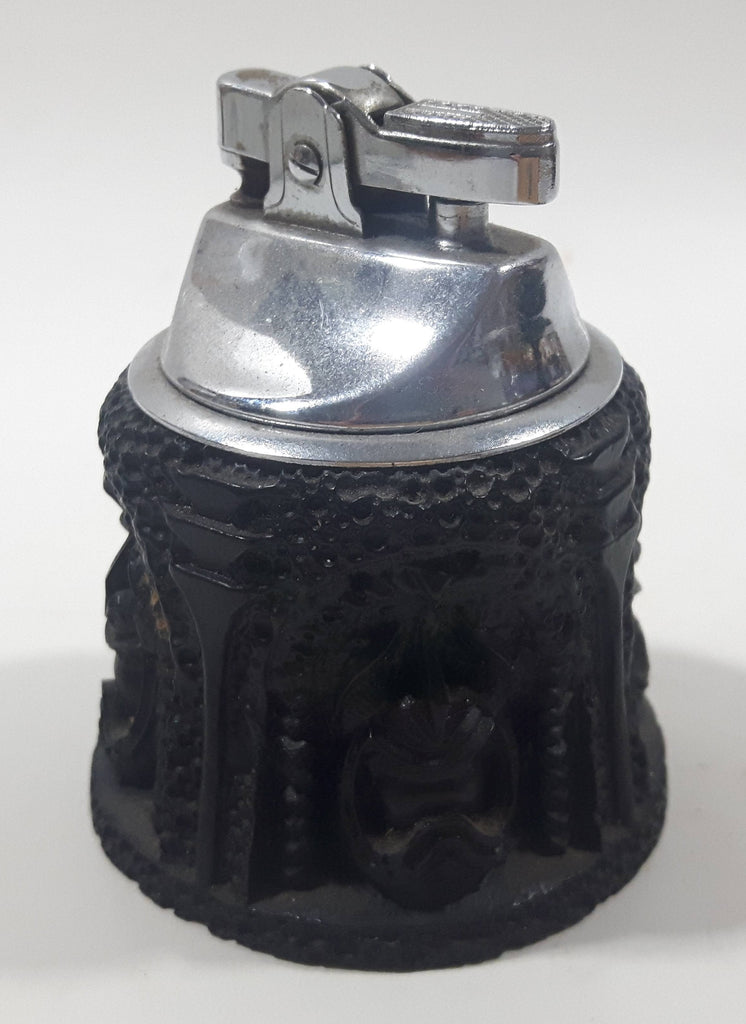 Vintage Art Deco Black Tiki Themed Semi Automatic Table Lighter Japan ...
