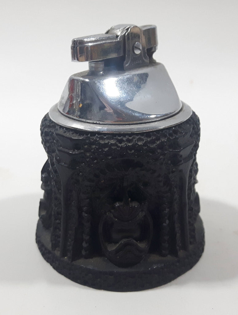Vintage Art Deco Black Tiki Themed Semi Automatic Table Lighter Japan ...