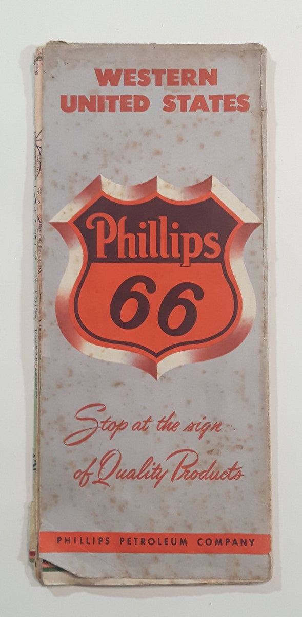 Vintage 1951 Phillips 66 Western United States Paper Map Phillips Petr ...