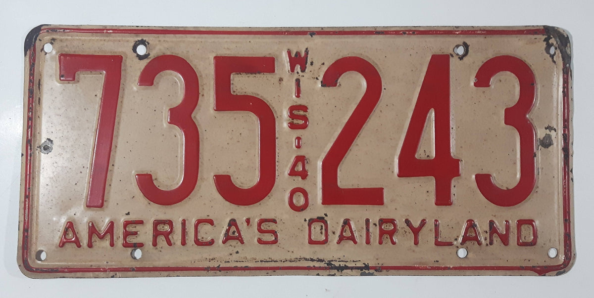 Vintage 1940 Wisconsin America's Dairyland Red Lettering White Vehicle ...
