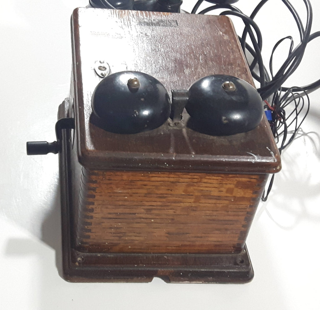 Antique 1935 Western Electric Black Telephone Phone and Wood Ringer Bo ...