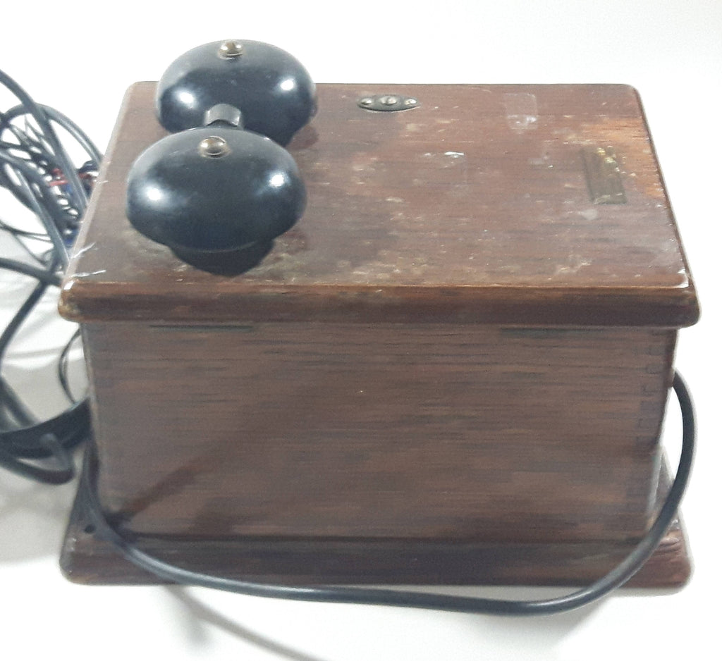 Antique 1935 Western Electric Black Telephone Phone and Wood Ringer Bo ...