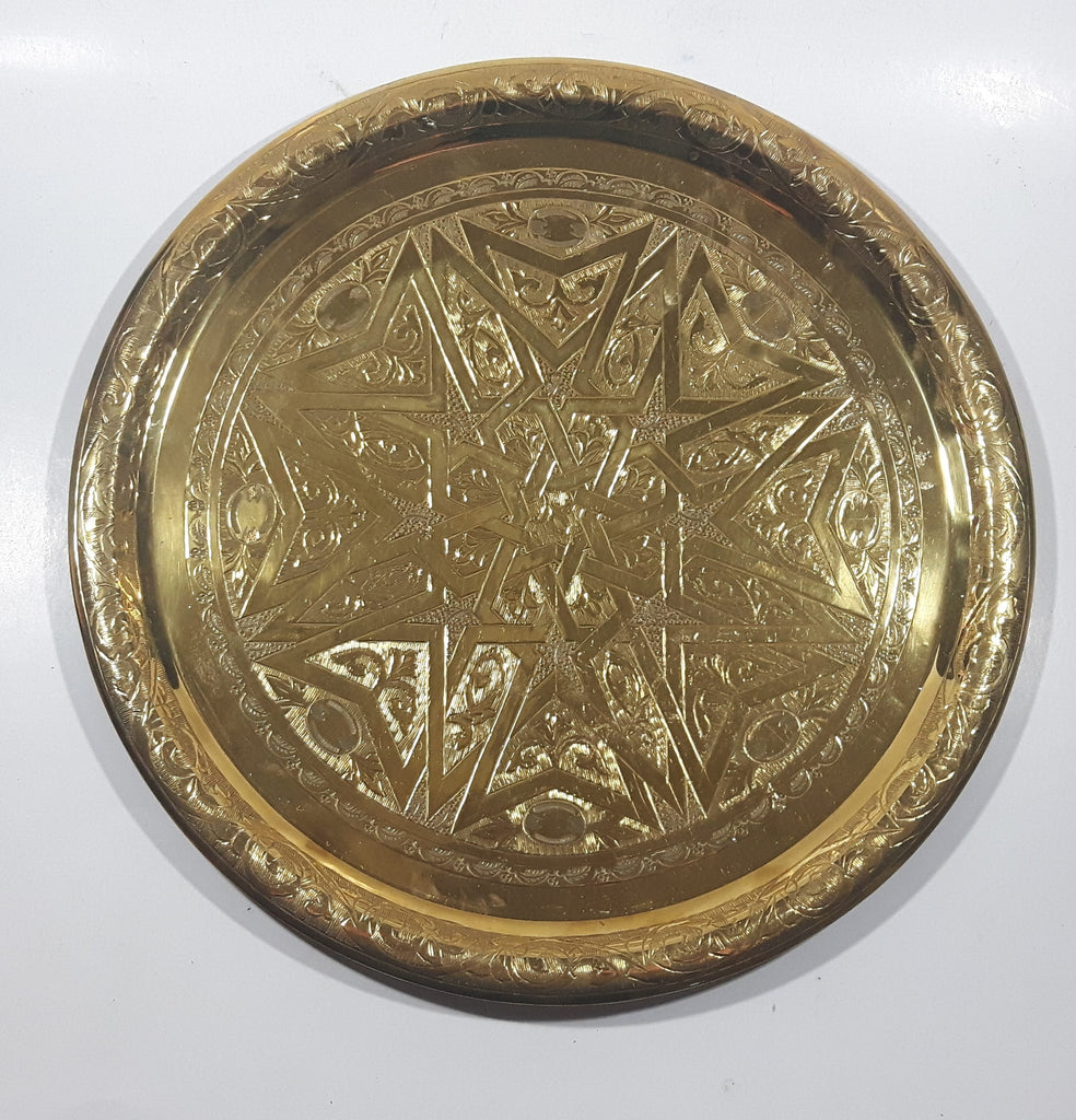 Vintage Star Pattern Etched Brass 13 1/2" Brass Plate Wall Hanging ...