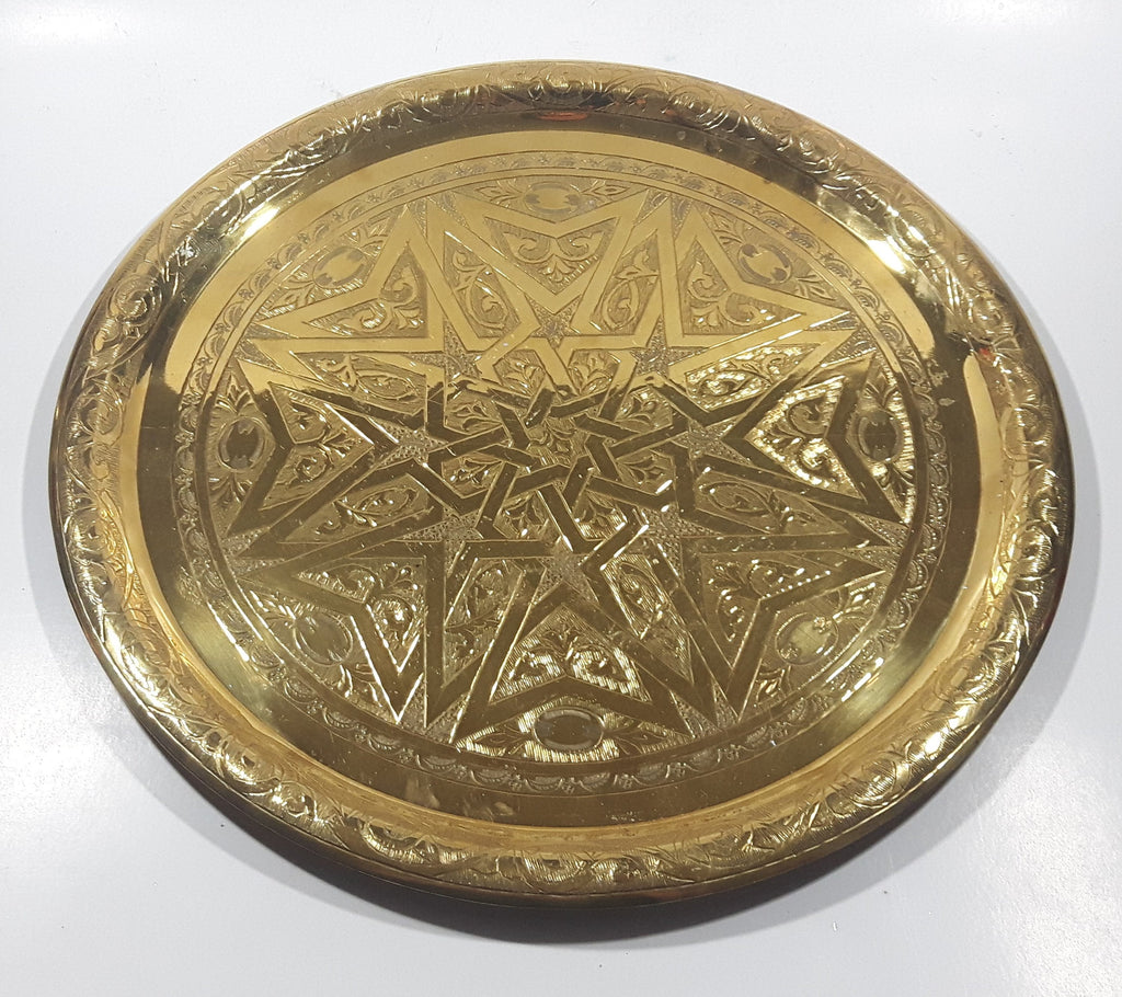 Vintage Star Pattern Etched Brass 13 1/2" Brass Plate Wall Hanging ...