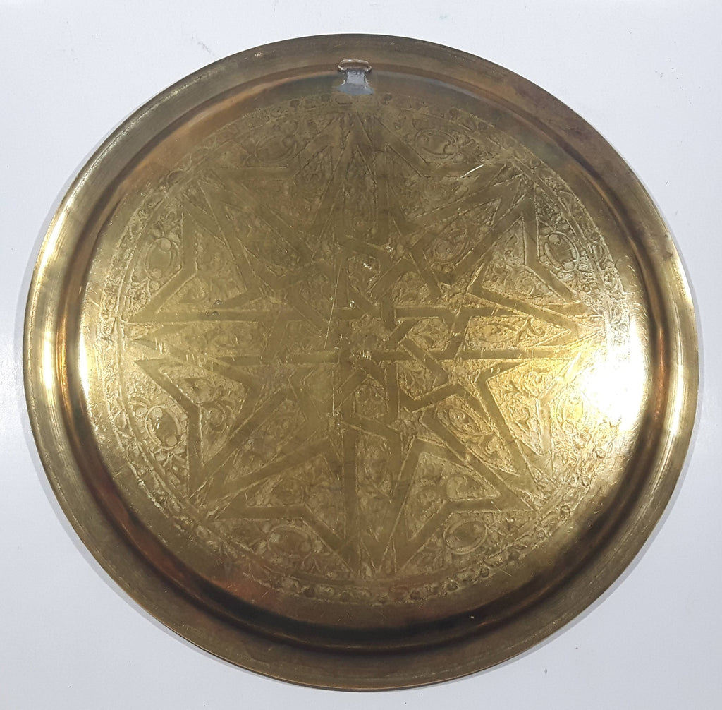 Vintage Star Pattern Etched Brass 13 1/2" Brass Plate Wall Hanging ...