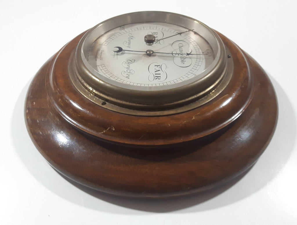 Antique Harrison & Co Montreal Round Heavy Wood Cased Barometer Weathe ...