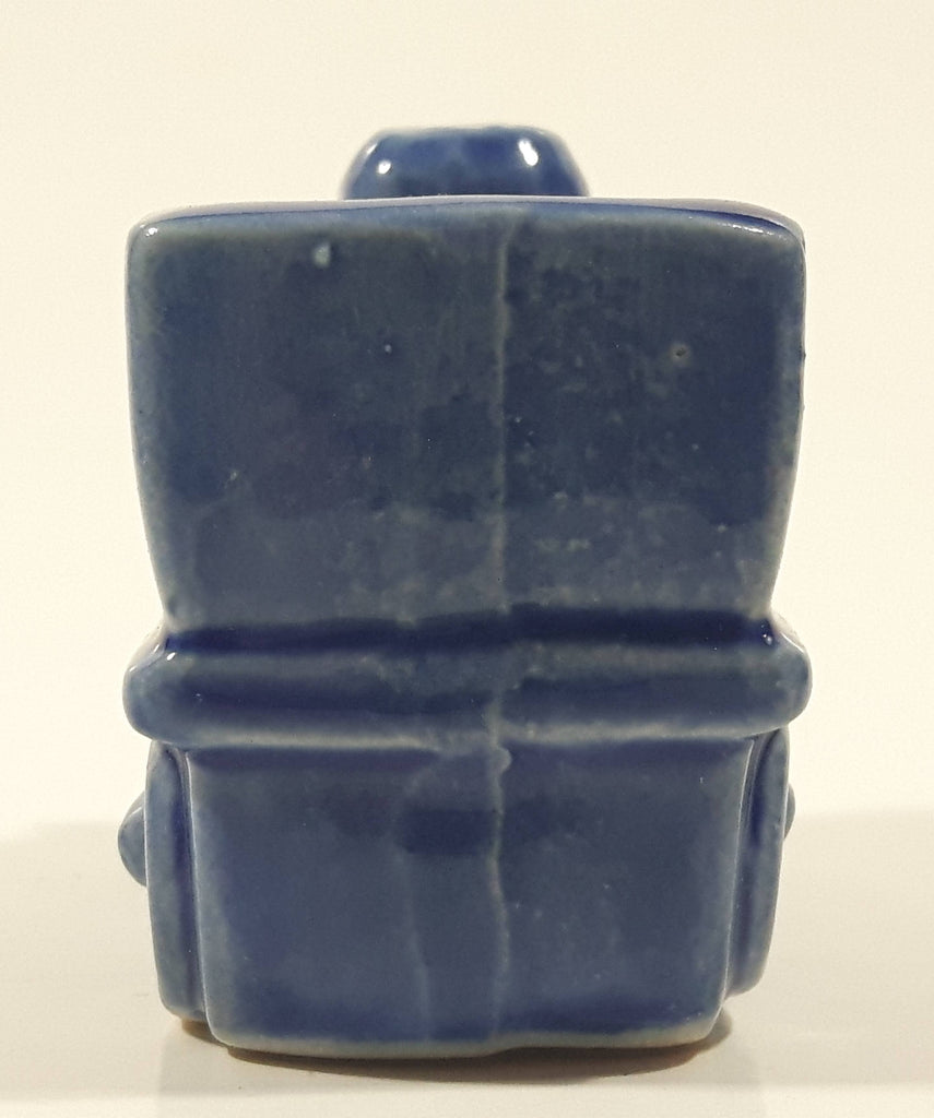 Vintage Train Engine Locomotive Blue Glazed Ceramic Pottery 2 1/2" Lon ...