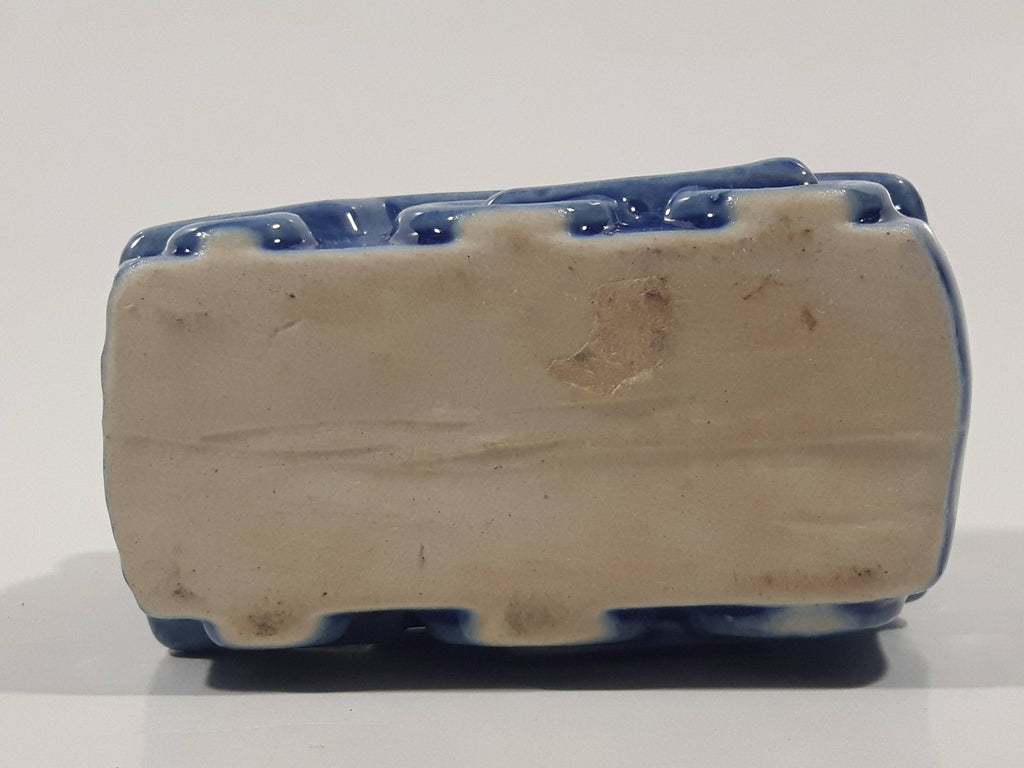Vintage Train Engine Locomotive Blue Glazed Ceramic Pottery 2 1/2" Lon ...