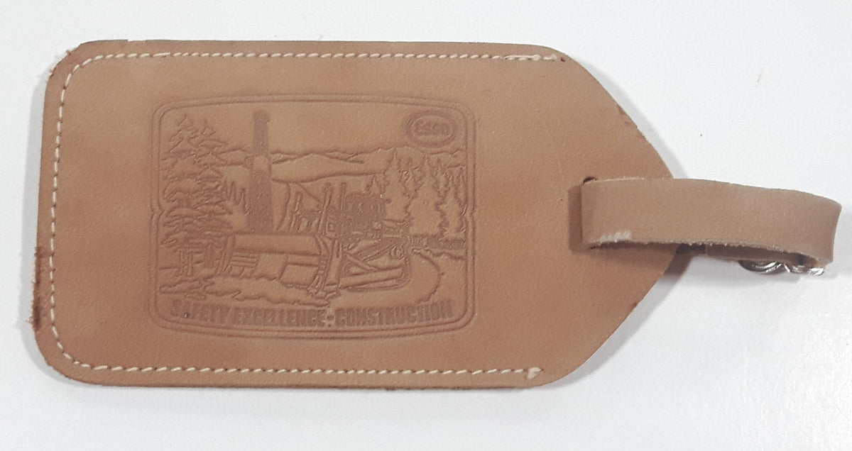 Vintage Esso Safety Excellence Construction Brown Leather Embossed Tag ...