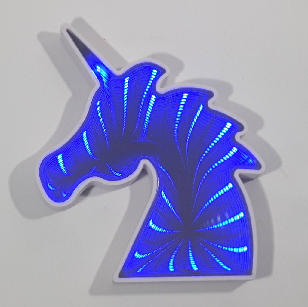 Unicorn Head Shaped Blue LED Infinity Mirror 6 3/4" x 7 3/4" – Treasure ...