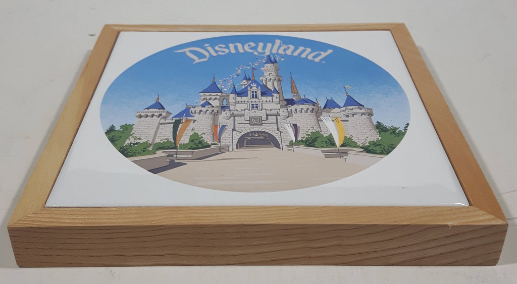 Disney Disneyland Castle Themed Wood Framed Ceramic Tile Trivet 6 3/4 ...
