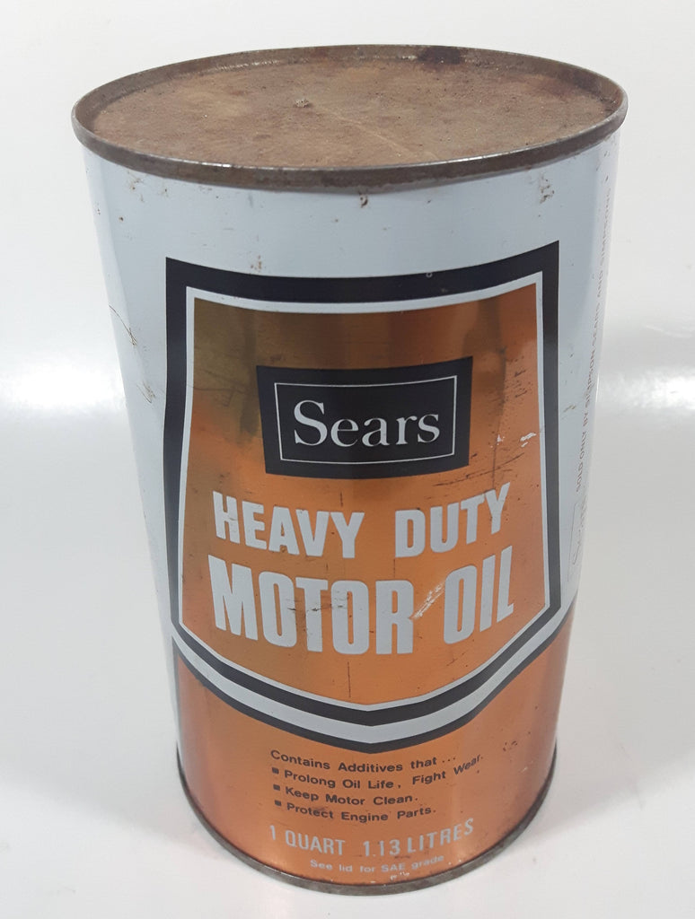 Vintage Simpsons Sears Heavy Duty Motor Oil 1 Quart 1.13 Litres Gold a ...