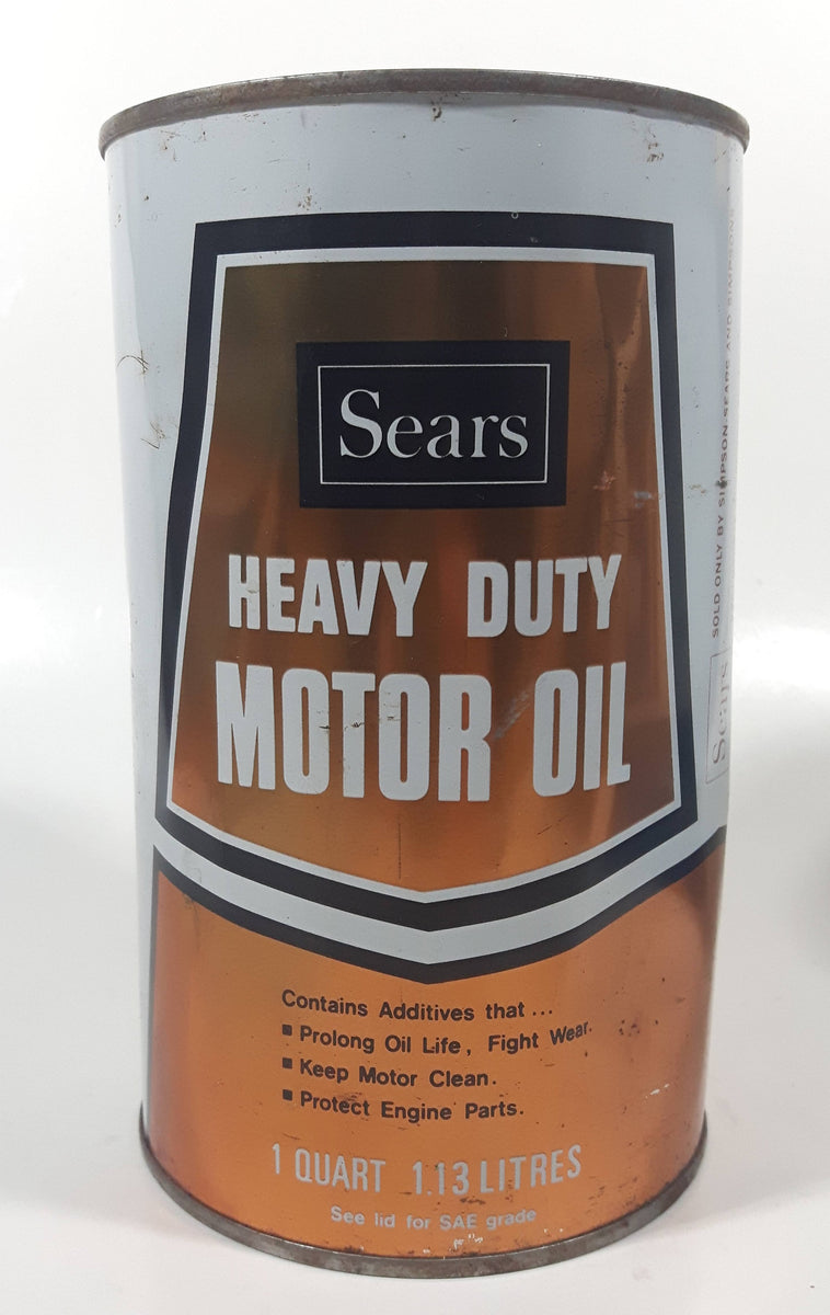 Vintage Simpsons Sears Heavy Duty Motor Oil 1 Quart 1.13 Litres Gold a ...