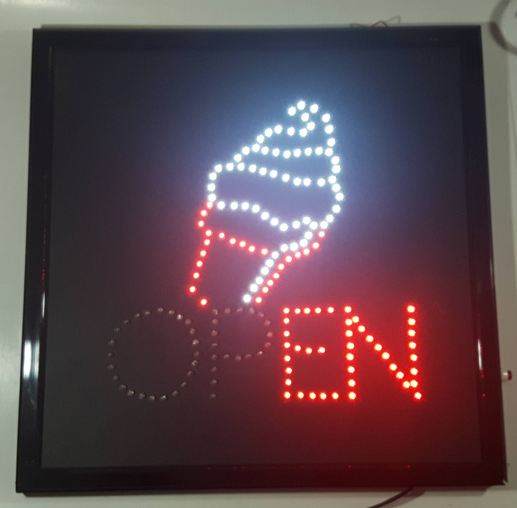 Ice Cream OPEN Light Up 19" x 19" Animated Sign Missing Side Button ...