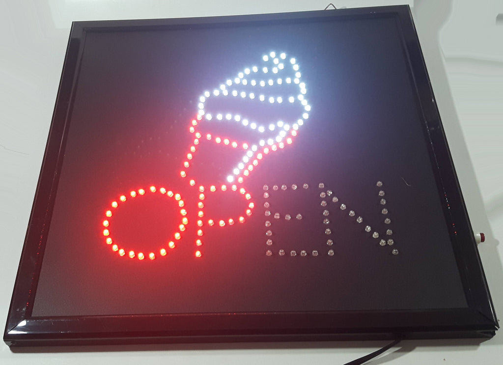 Ice Cream OPEN Light Up 19" x 19" Animated Sign Missing Side Button ...