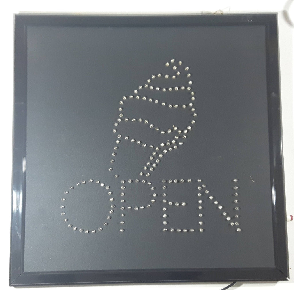 Ice Cream OPEN Light Up 19" x 19" Animated Sign Missing Side Button ...