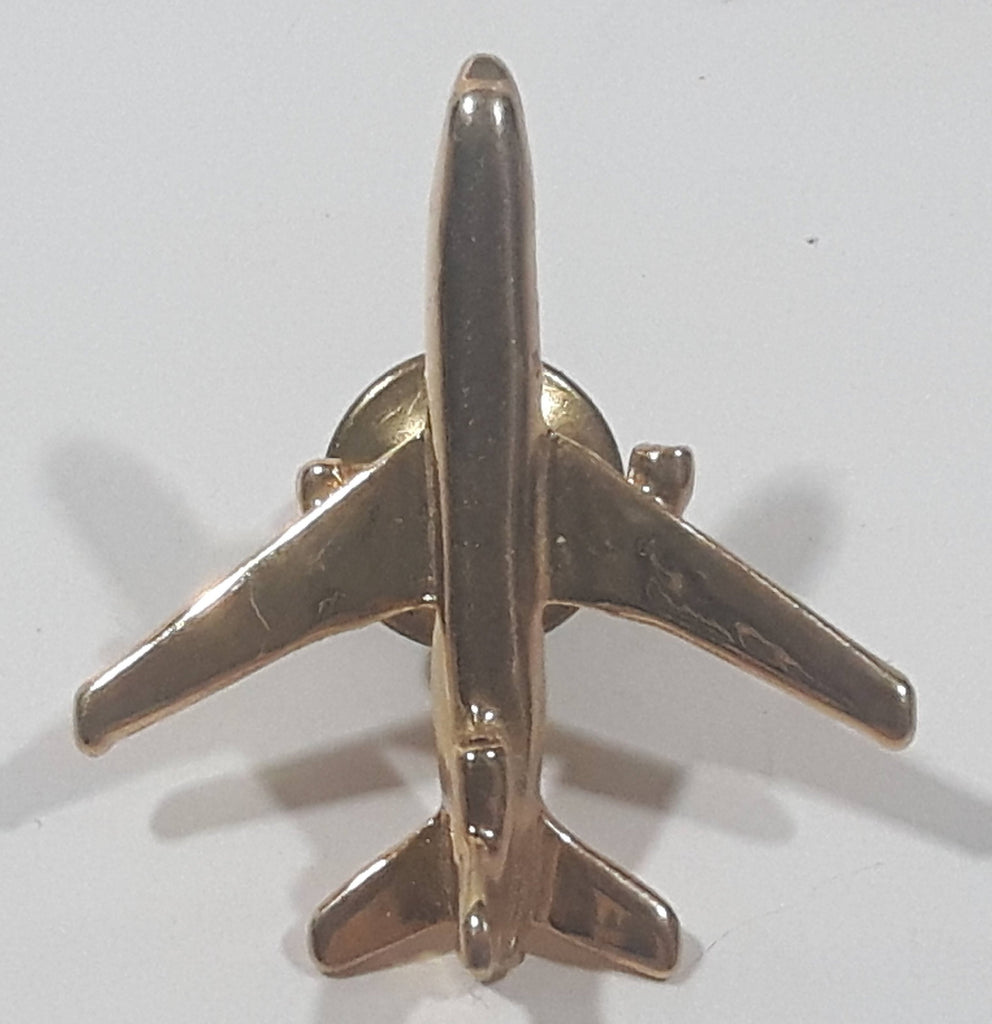 Airplane Plane Jumbo Passenger Jet Shaped Gold Tone Metal Pin ...