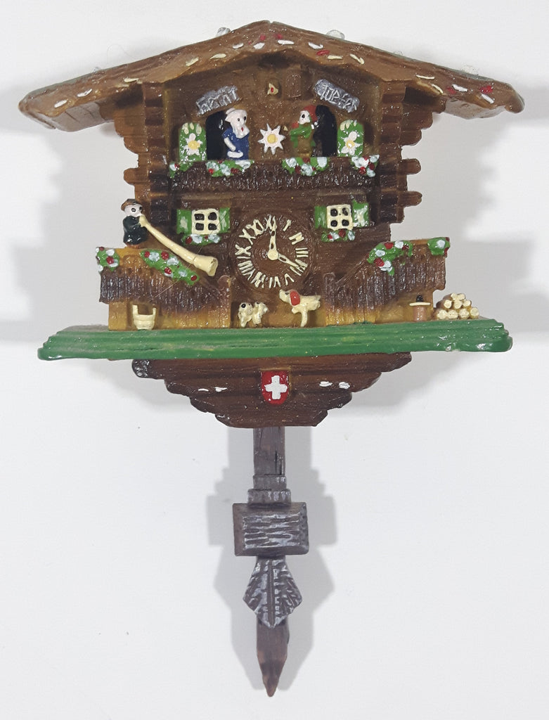 Switzerland Swiss Bavarian Cuckoo Clock Shaped 2 1/4" x 4" 3D Resin Fr ...